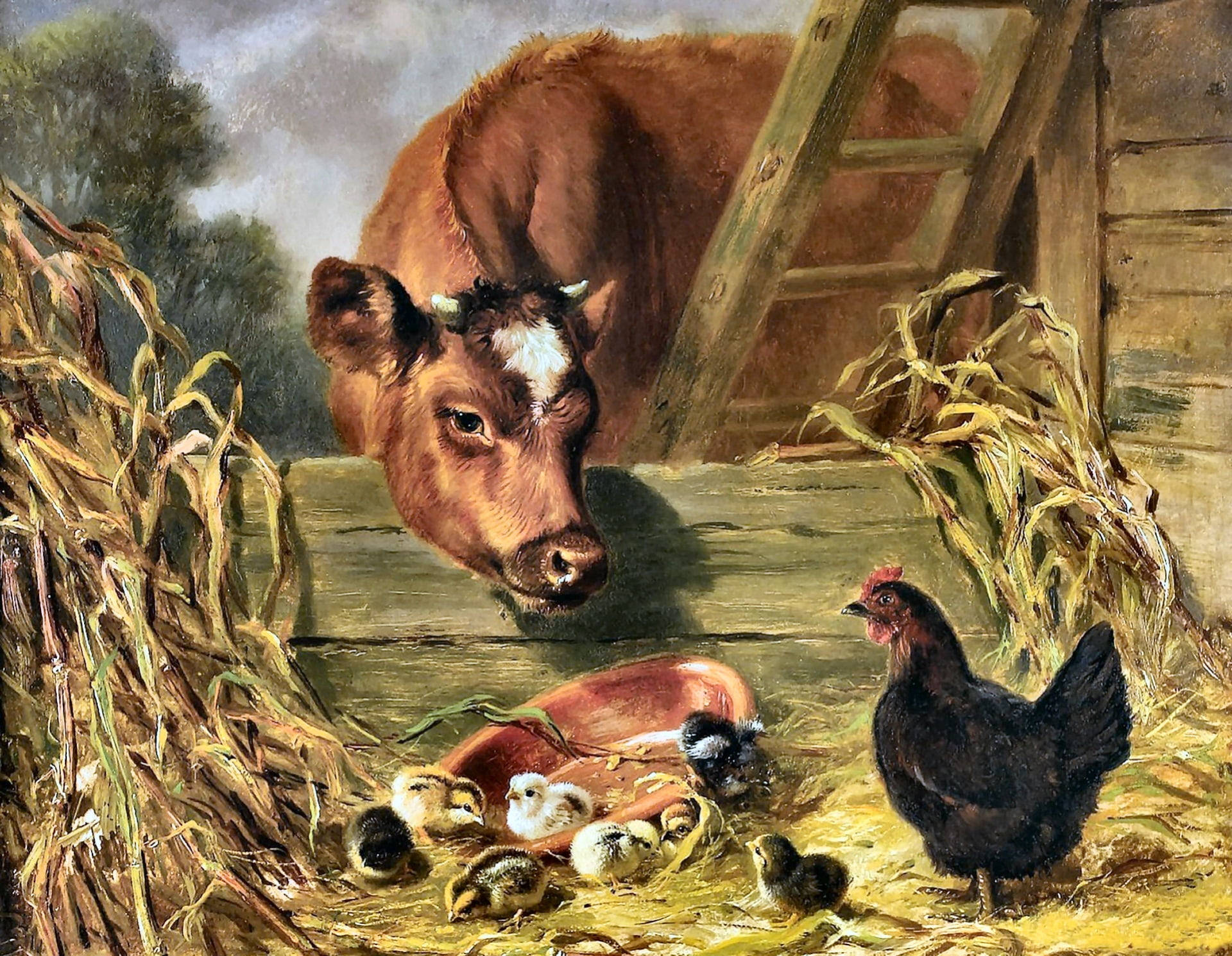 Download Fun Art Of A Farm Animal Family Wallpaper | Wallpapers.com