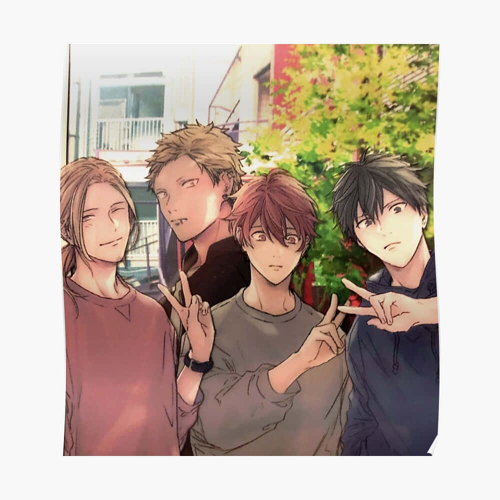 Download Given Anime Band Doing Peace Sign Wallpaper | Wallpapers.com