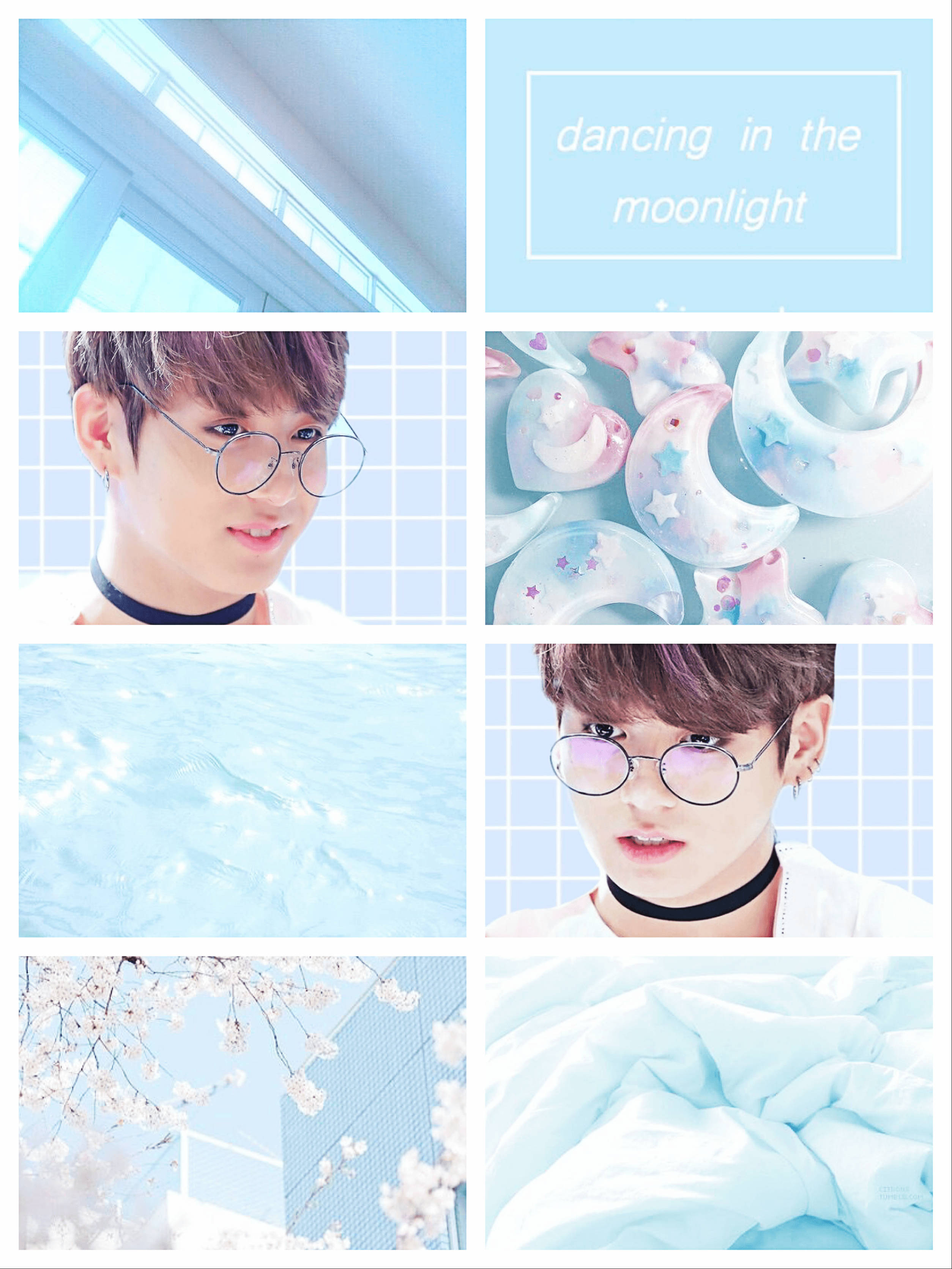 Downloaden Jungkook Aesthetic Pastellblau | Wallpapers.com