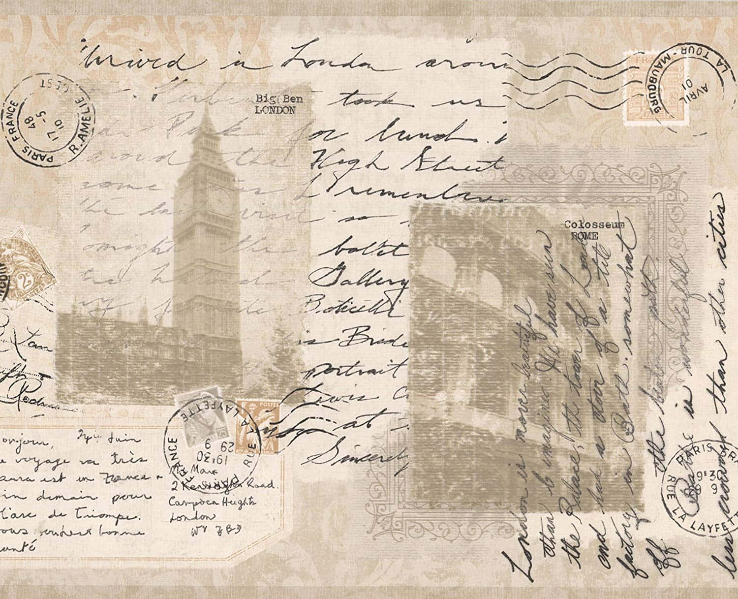 Download Nostalgic Scene On A Vintage Postcard Wallpaper | Wallpapers.com