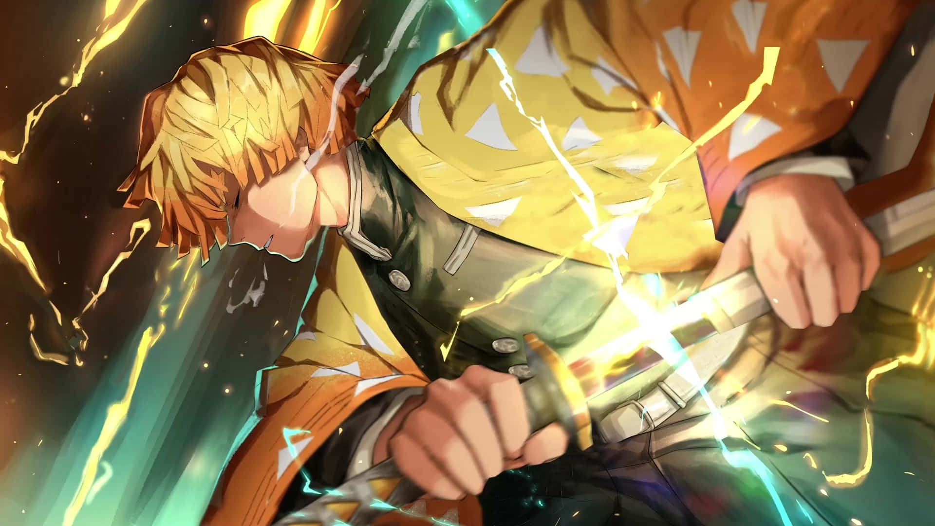 Download Zenitsu Background | Wallpapers.com