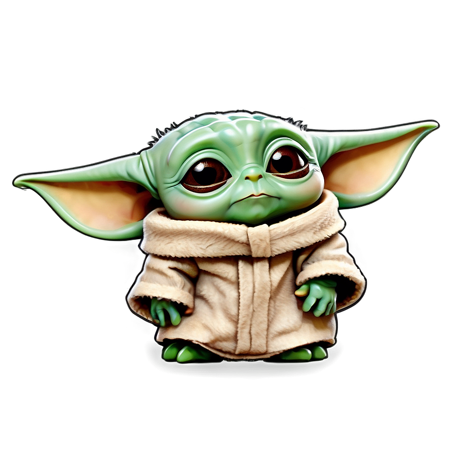 Download Baby Yoda Cartoon Style Png Epw | Wallpapers.com