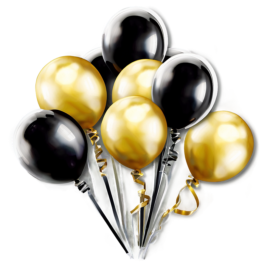 Download Black And Gold Helium Balloons Png 06132024 | Wallpapers.com