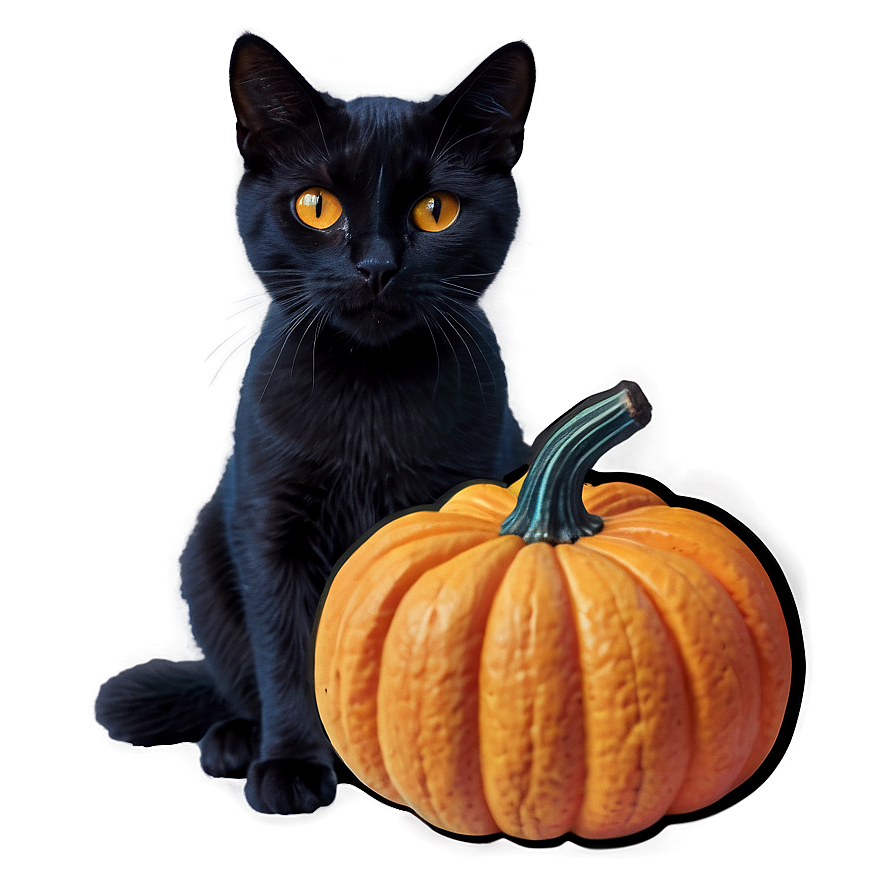 Download Black Cat And Pumpkin Png 15 | Wallpapers.com