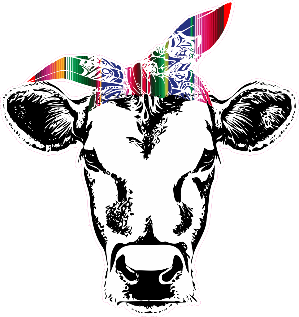 Download Colorful Cow Head Bandana Graphic | Wallpapers.com