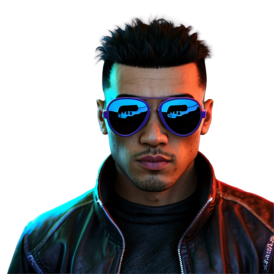 Download Cool Guy In Cyberpunk Style Png Dkc11 | Wallpapers.com