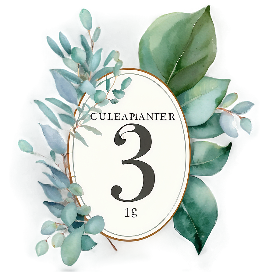 Download Eucalyptus Watercolor Table Number Png 06272024 | Wallpapers.com