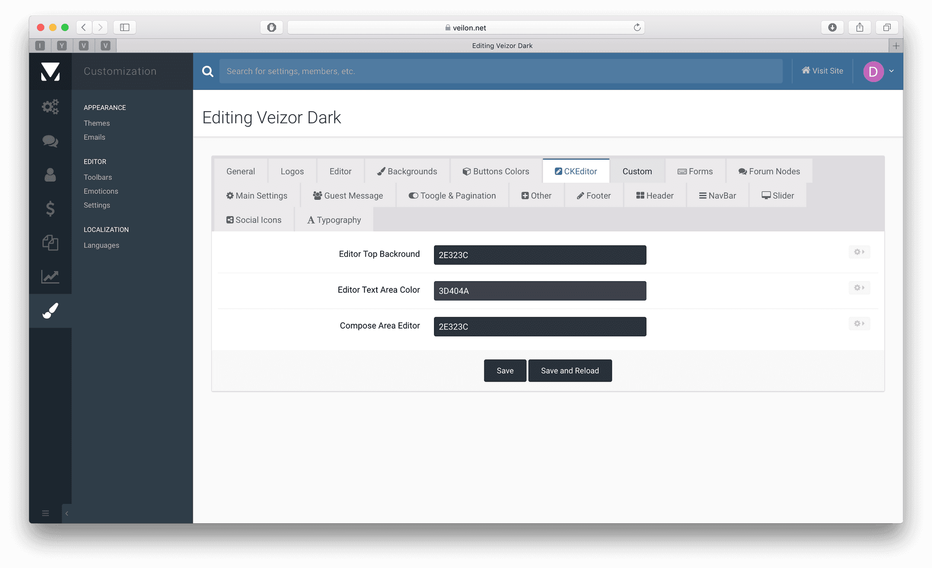 Download Forum Theme Customization Interface