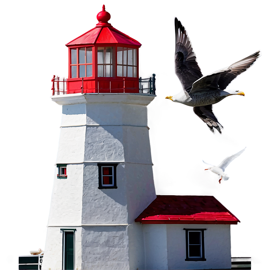 Download Lighthouse With Seagulls Png 05242024 | Wallpapers.com