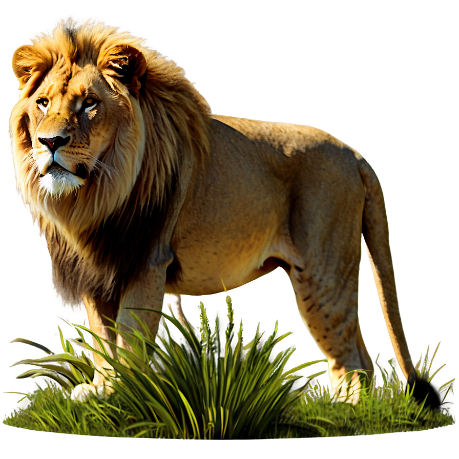 Download Lion In Grassland Png Hpr | Wallpapers.com