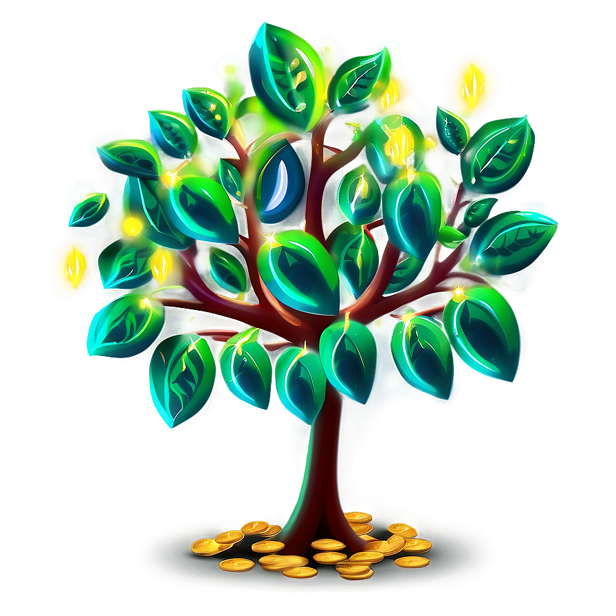 Download Money Tree With Glowing Leaves Png Xwq | Wallpapers.com