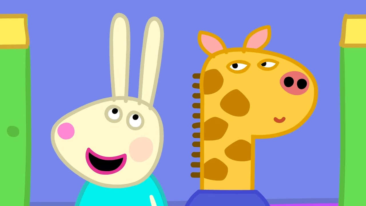 Download Peppa Pigand Gerald Giraffe Cartoon Wallpaper | Wallpapers.com