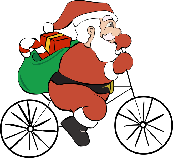 Download Santa Claus Riding B M X Bike With Gifts | Wallpapers.com