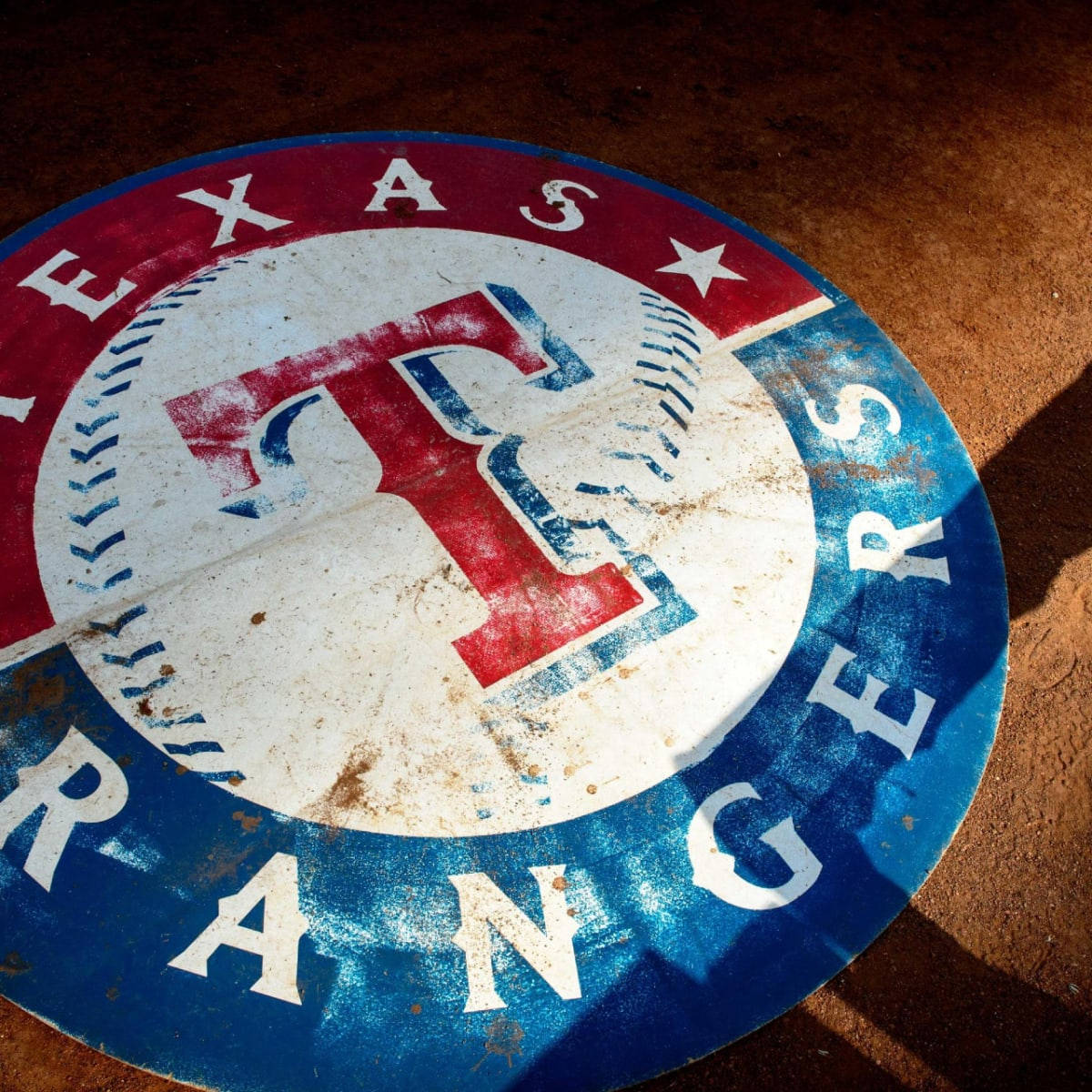 Download Texas Rangers Logo On The Floor Wallpaper | Wallpapers.com
