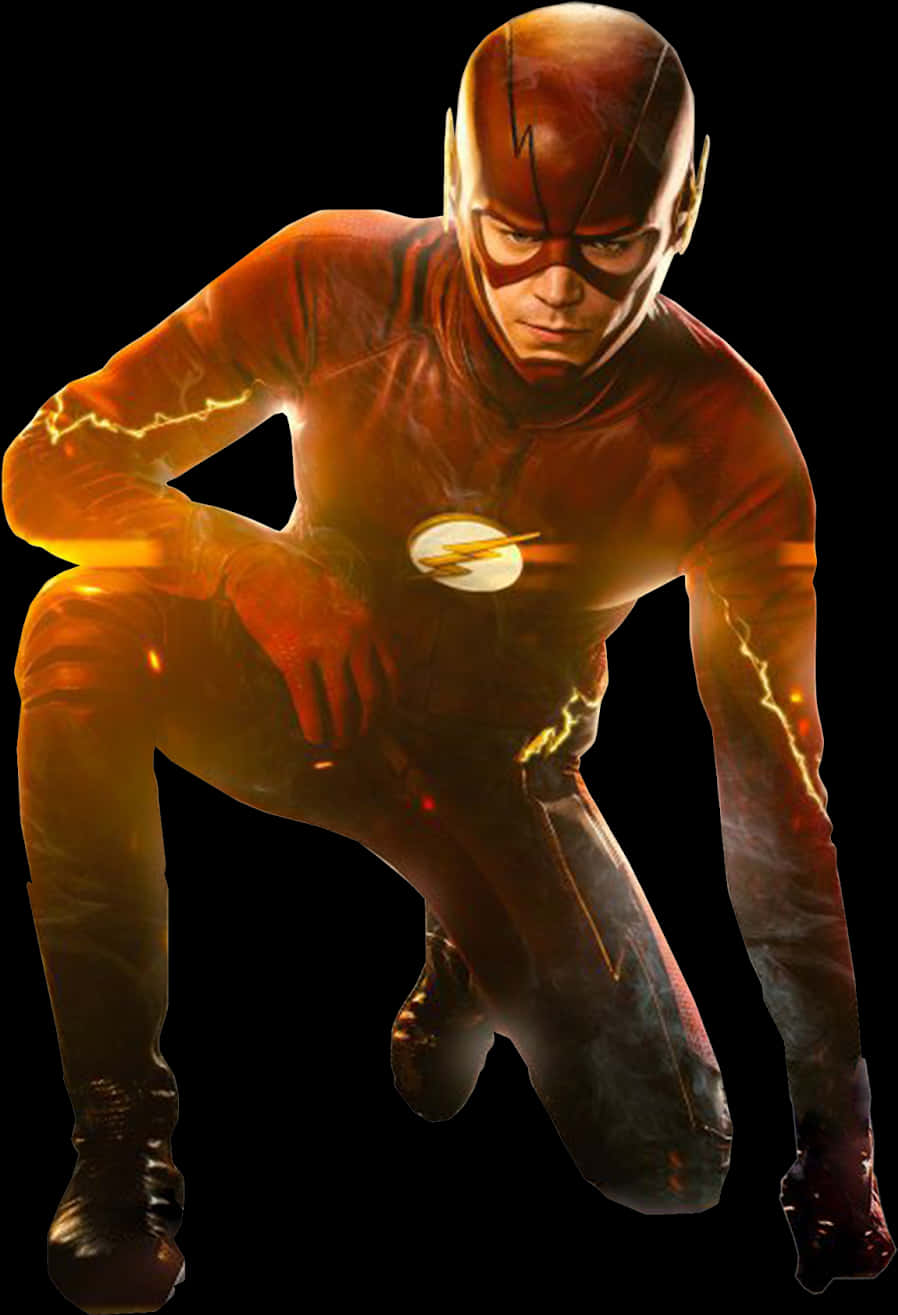 Download The_ Flash_ Crouching_ Pose | Wallpapers.com