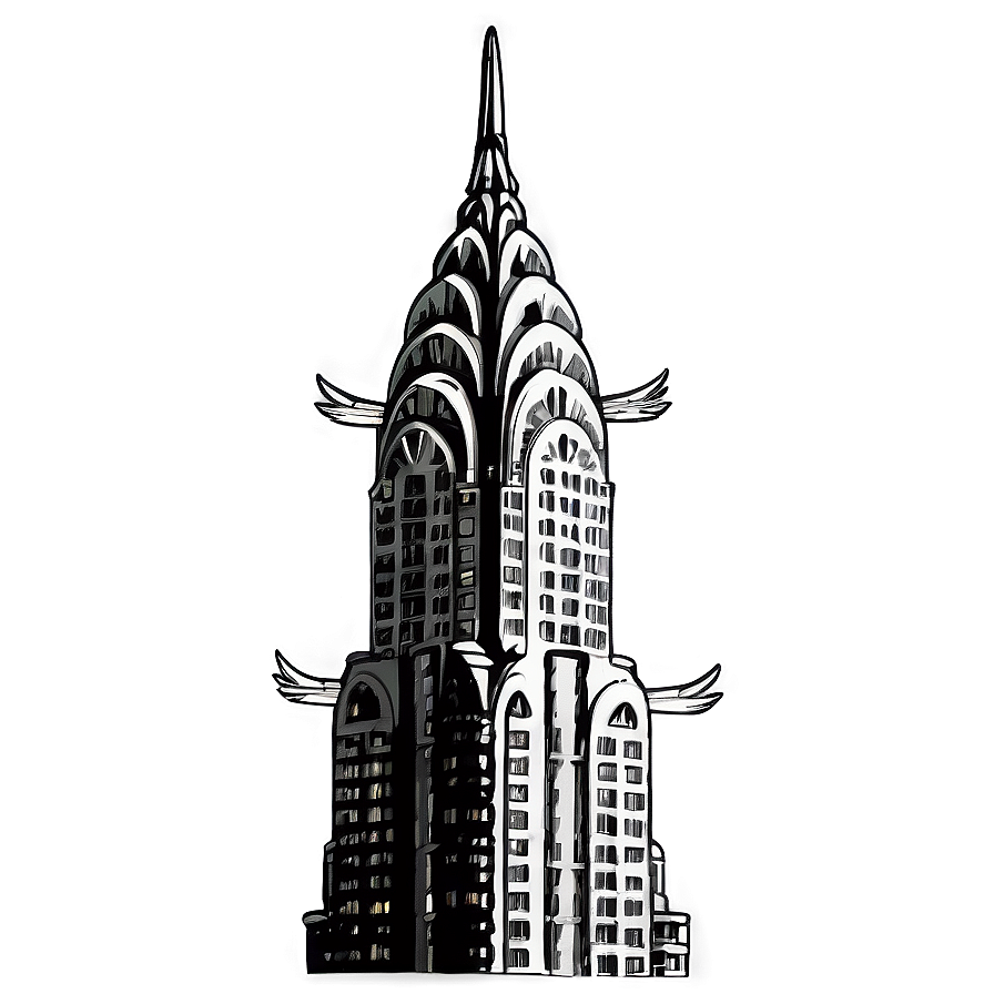 Download Vintage Chrysler Building Illustration Png 06252024 ...