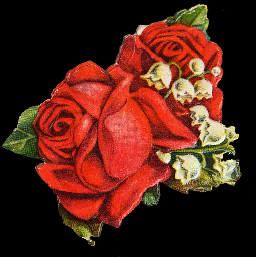 Download Vintage Red Roses Illustration | Wallpapers.com
