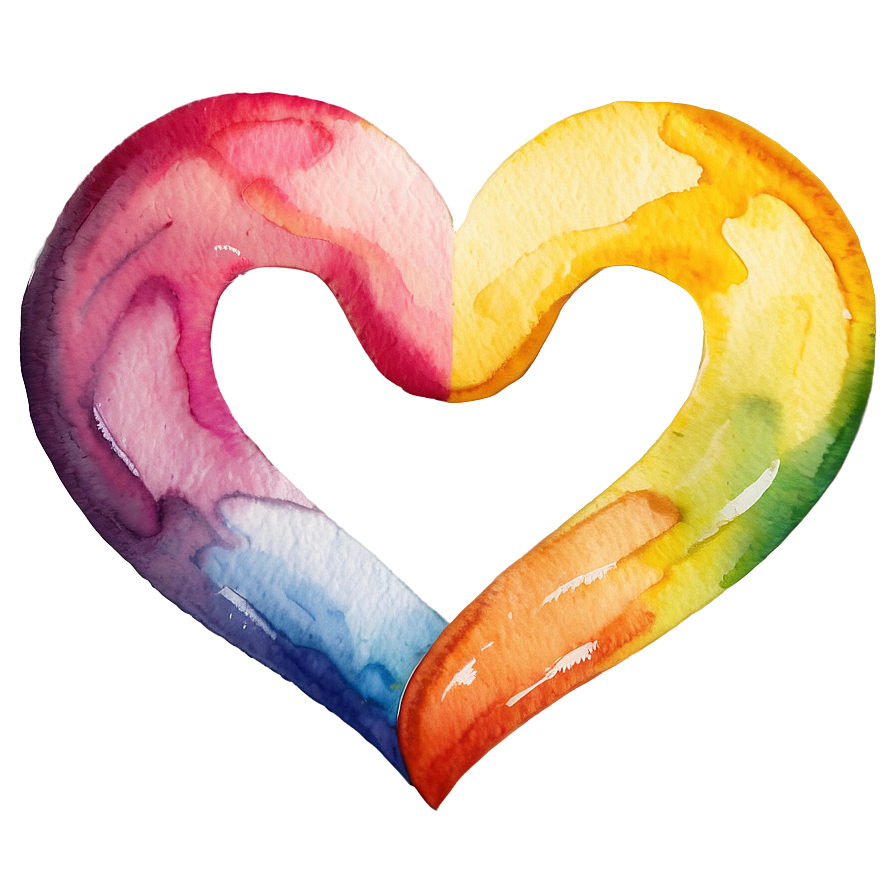 Download Watercolor Rainbow Heart Png Prb | Wallpapers.com