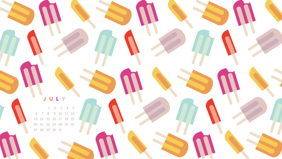 Download Colorful Popsicles July Calendar Wallpaper | Wallpapers.com