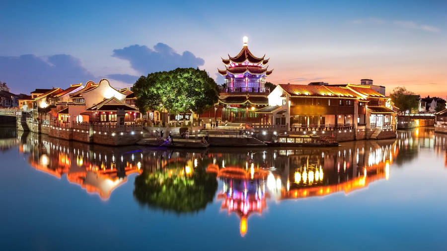 Download Night Scene In Suzhou Wallpaper | Wallpapers.com